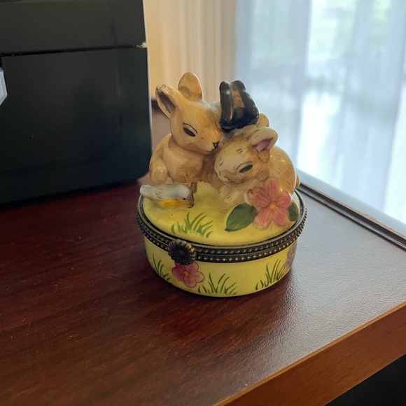 Accents | Bunny Trinket Box With Floral Design | Poshmark